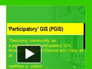 Participatory GIS PGIS presentation | free to view