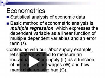 Econometrics presentation | free to view