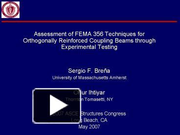 PPT – Assessment of FEMA 356 Techniques for Orthogonally Reinforced ...