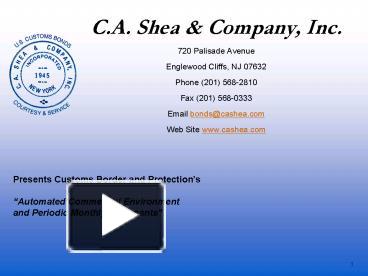 C.A. Shea presentation | free to view