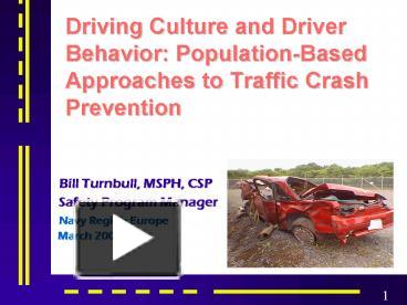 Driving Culture and Driver Behavior: PopulationBased Approaches to ...