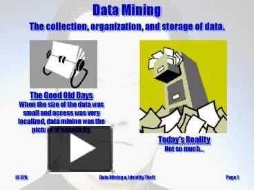 PPT – Data Mining PowerPoint presentation | free to view - id: 34f27-MjFlO
