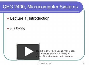 PPT – CEG 2400, Microcomputer Systems PowerPoint presentation | free to ...