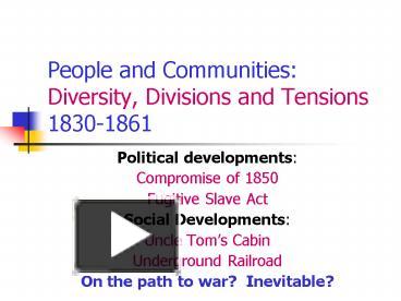 People and Communities: Diversity, Divisions and Tensions 18301861 ...