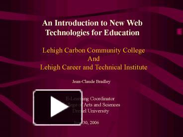 PPT – An Introduction to New Web Technologies for Education PowerPoint ...