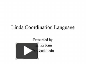 Linda Coordination Language presentation | free to download