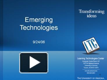 PPT – Emerging Technologies 92406 PowerPoint presentation | free to ...