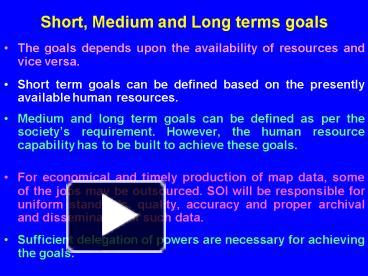 Short, Medium and Long terms goals presentation | free to view