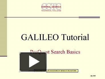 PPT – GALILEO Tutorial PowerPoint presentation | free to view - id ...
