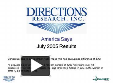 America Says presentation | free to view