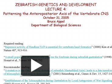 PPT – ZEBRAFISH GENETICS AND DEVELOPMENT PowerPoint presentation | free ...