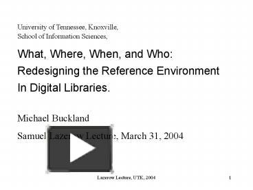 PPT – University of Tennessee, Knoxville, PowerPoint presentation ...