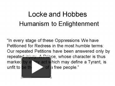 Locke and Hobbes presentation | free to view