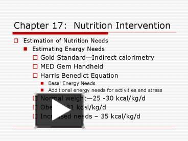 Chapter 17: Nutrition Intervention presentation | free to view