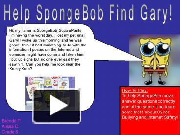 Help SpongeBob Find Gary presentation | free to view