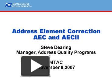PPT – Address Element Correction AEC and AECII PowerPoint presentation ...