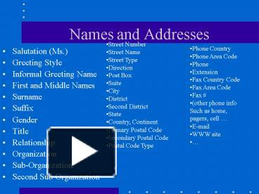 Names and Addresses presentation | free to download