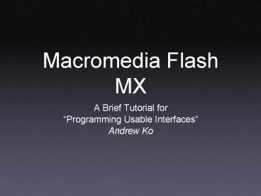 Macromedia Flash MX presentation | free to download