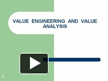 value engineering presentation | free to view