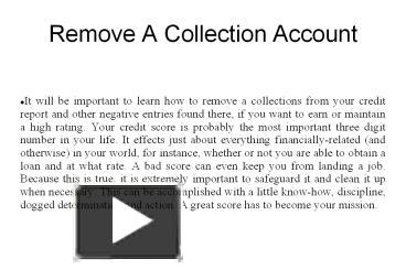 How To Remove a Collection Account From Your Credit Report presentation ...