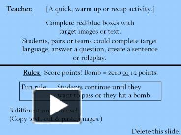 Interactive TEFL Game: Minesweeper presentation | free to download