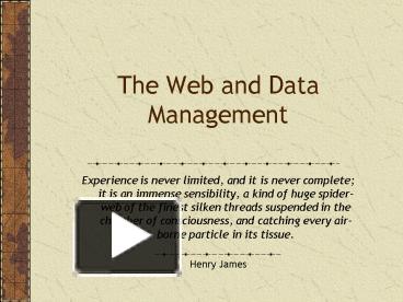 PPT – The Web and Data Management PowerPoint presentation | free to ...