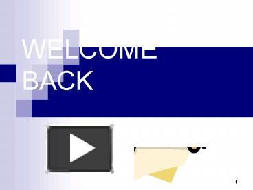PPT – WELCOME BACK PowerPoint presentation | free to view - id: 380ac-MDk0N