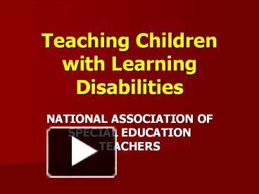 Teaching Children with Learning Disabilities presentation | free to ...
