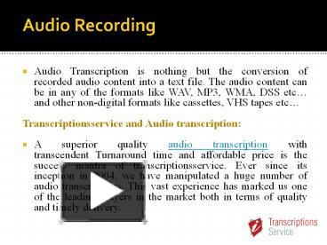 PPT – Audio Recording PowerPoint presentation | free to view - id ...