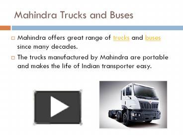 PPT – Trucks and Buses by Mahindra PowerPoint presentation | free to ...