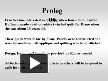 Prologue presentation | free to view