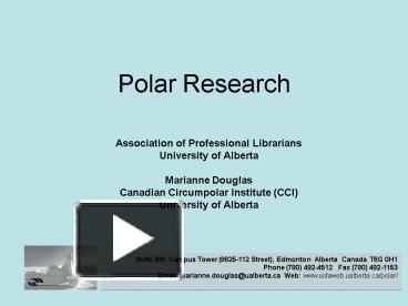 PPT – Polar Research PowerPoint presentation | free to view - id: 38801 ...