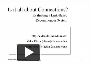 Is it all about Connections presentation | free to view
