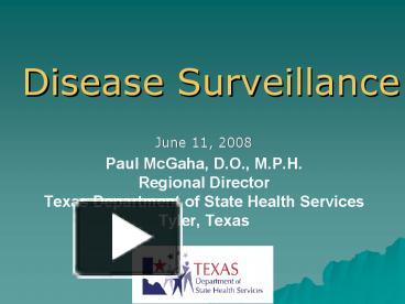 Disease Surveillance presentation | free to view