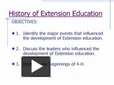 History of Extension Education presentation | free to view