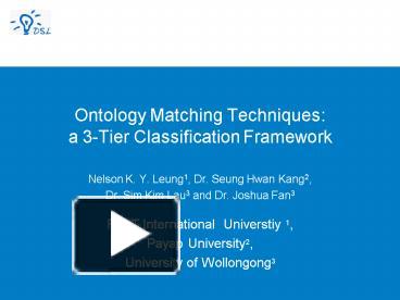 PPT – Ontology Matching Techniques: a 3Tier Classification Framework ...