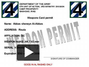 Weapons Card permit presentation | free to view