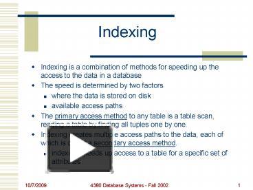 PPT – Indexing PowerPoint presentation | free to view - id: 39d81-ZTRhZ