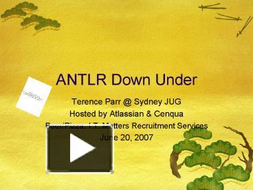 ANTLR Down Under presentation | free to view