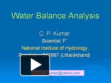 Water Balance Analysis presentation | free to view