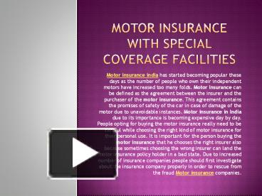 motor insurance presentation | free to view