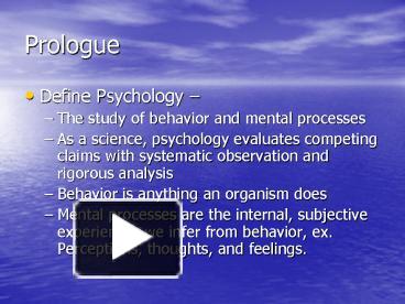 Prologue presentation | free to view