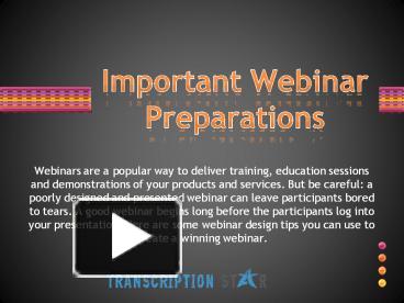 PPT – Webinar transcription PowerPoint presentation | free to view - id ...