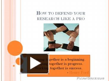 Defend you research like a PRO presentation | free to view