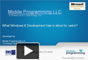 PPT – What Windows 8 Development has in store for users? PowerPoint ...