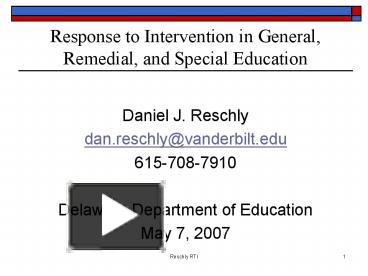 PPT – Response to Intervention in General, Remedial, and Special ...