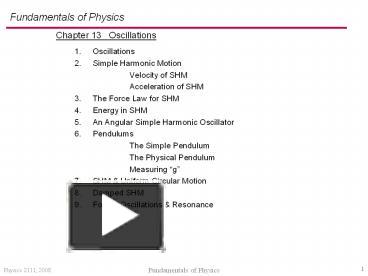 PPT – Chapter 13 Oscillations PowerPoint presentation | free to view ...