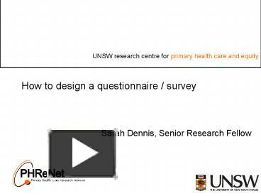 How to design a questionnaire / survey presentation | free to view