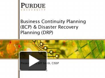 Business Continuity Planning (BCP) presentation | free to view