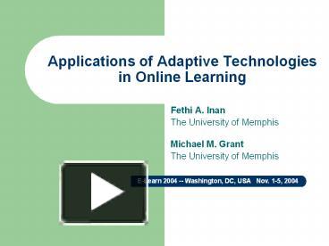 PPT – Applications of Adaptive Technologies in Online Learning ...